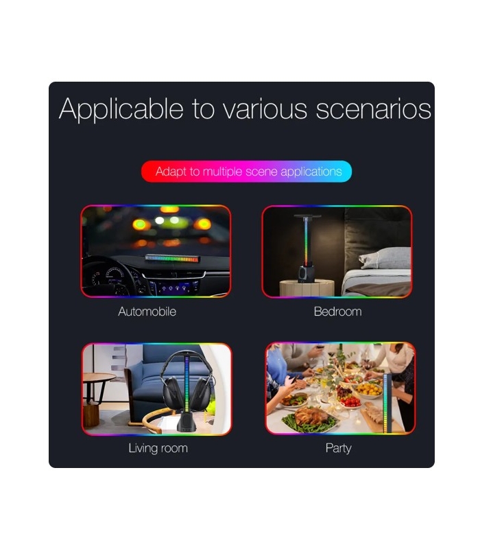 Multifunctional RGB Voice-Activated Rhythm Ambient Light LED Light Bar ...